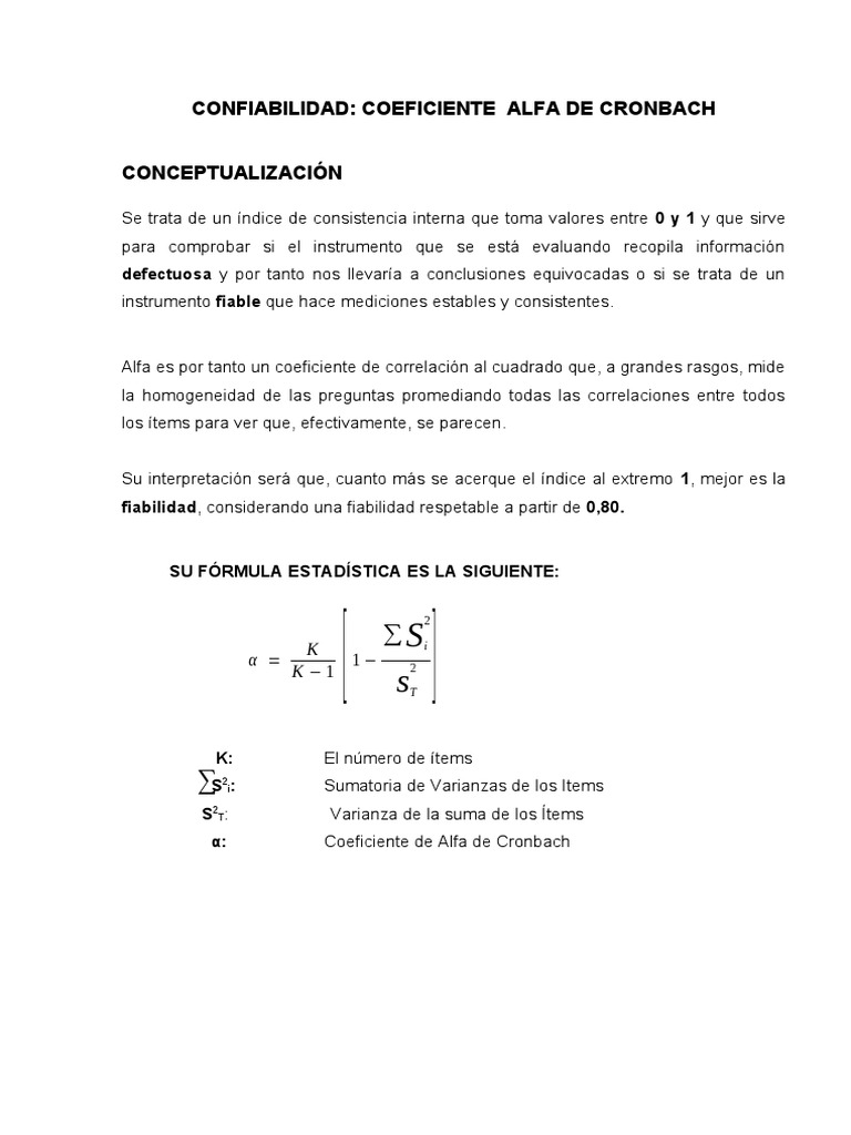 Coeficiente Alfa de Cronbach: Guía y Cálculo | PDF | Alfa de Cronbach ...