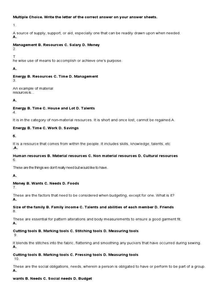 Home Economics 6 Test 2 | PDF | Yarn | Textiles