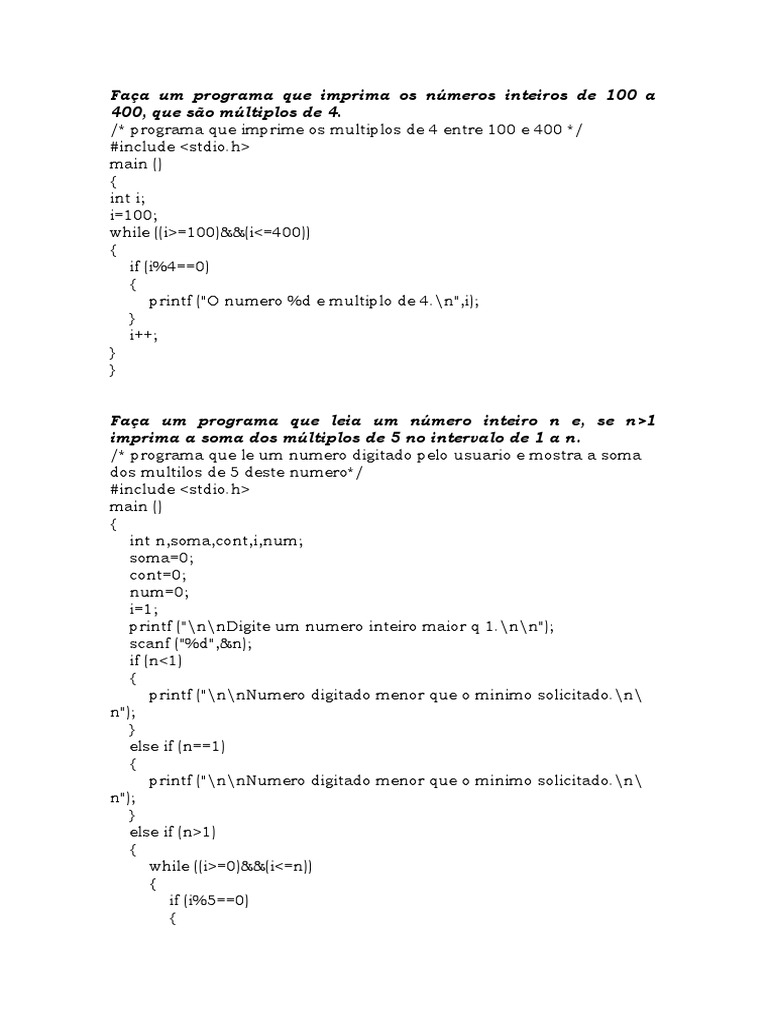 Exercícios+de+While | PDF | Matemática | Aritmética