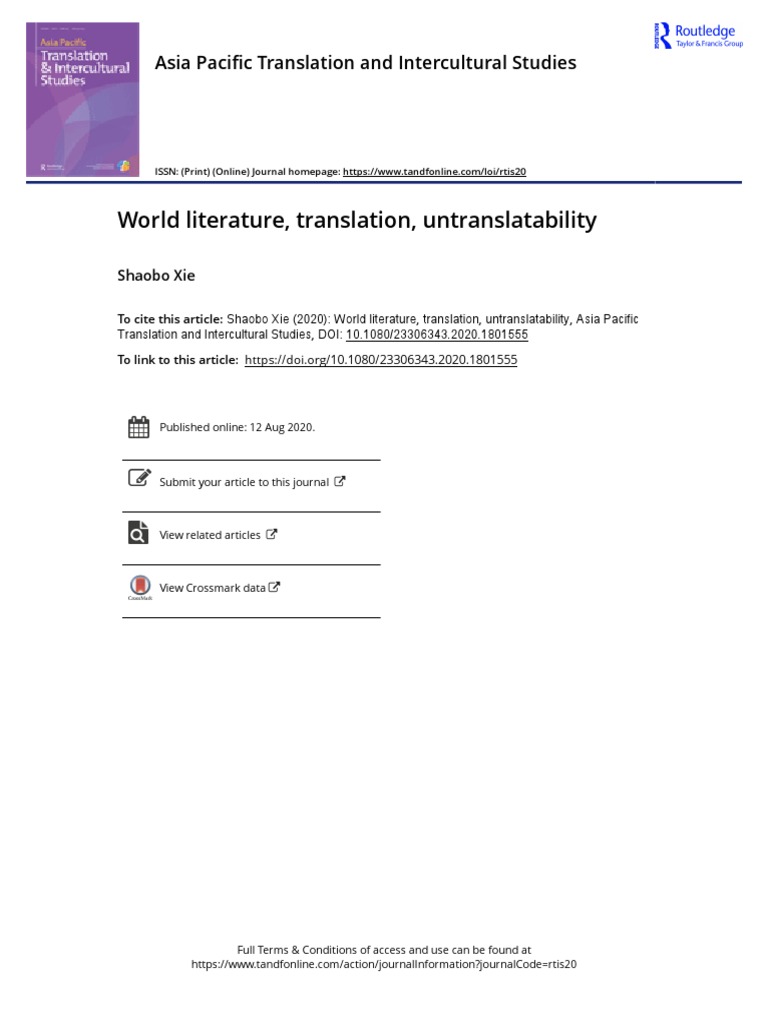 World Literature, Translation, Untranslatability | PDF | Translations ...