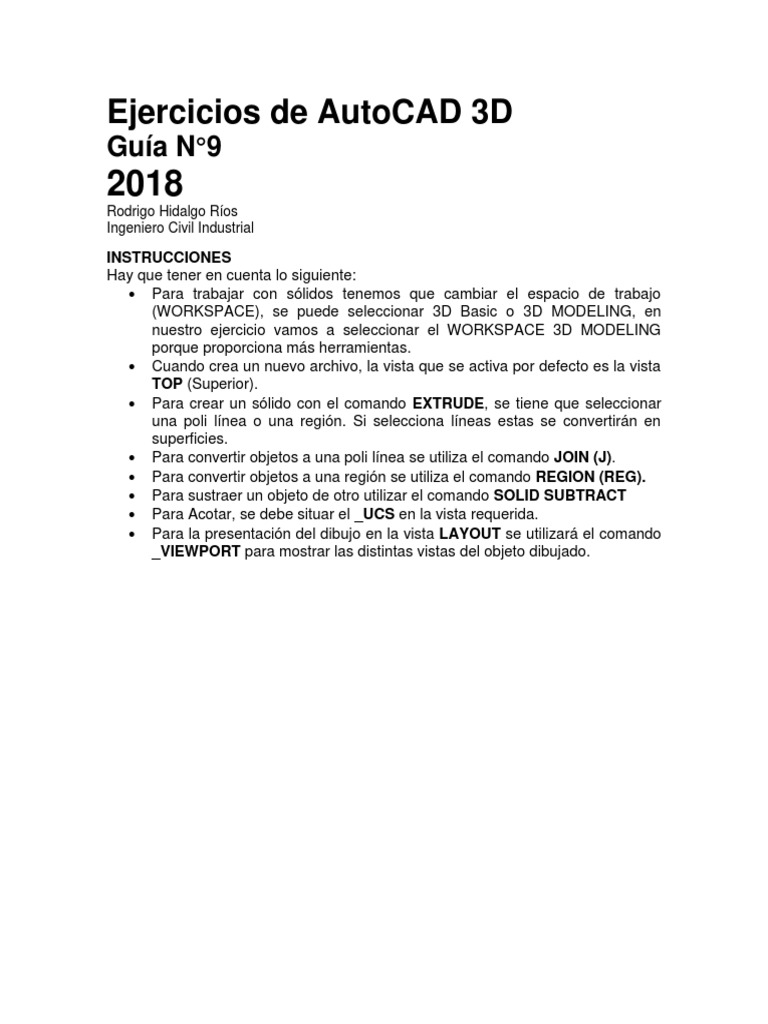 Ejercicios de AutoCAD 3D | PDF | Métodos y materiales de enseñanza
