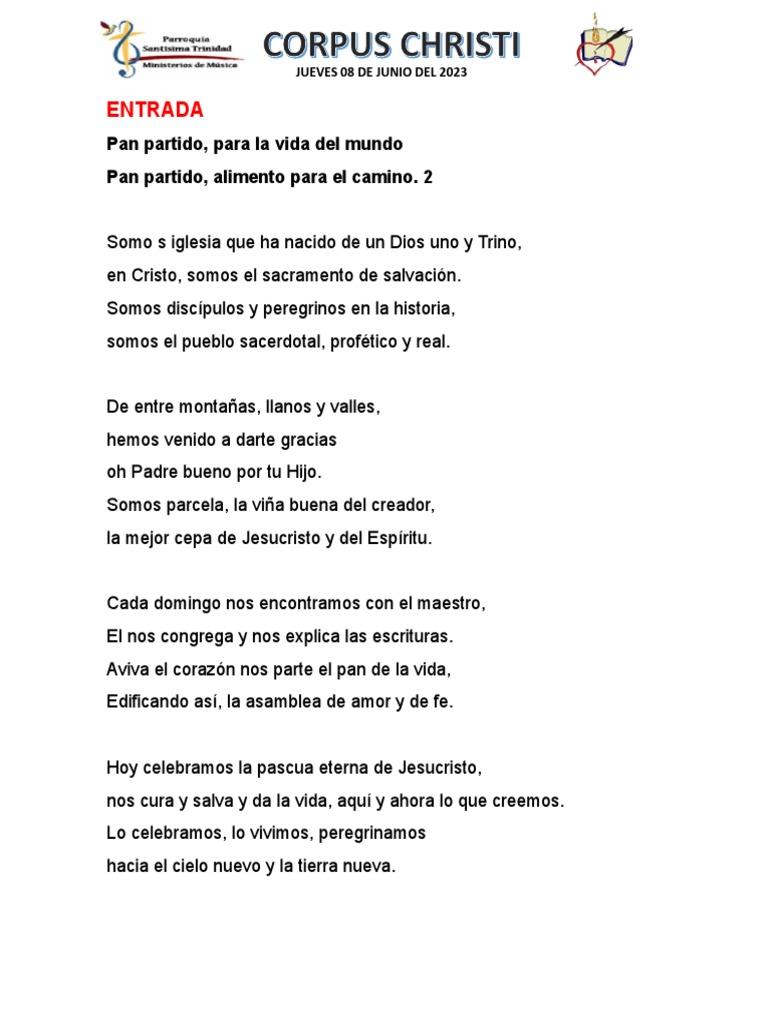 Canto Corpus | PDF | eucaristía | Cristo (título)