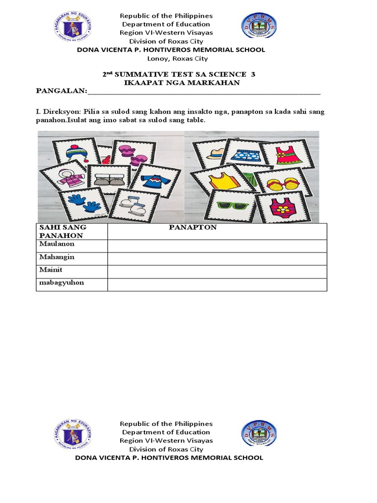 4th Quarter 2nd Summative Test | PDF