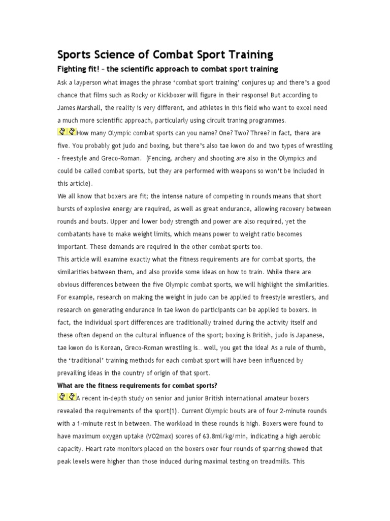 Sports Science of Combat Sport Training | PDF | Aerobic Exercise ...