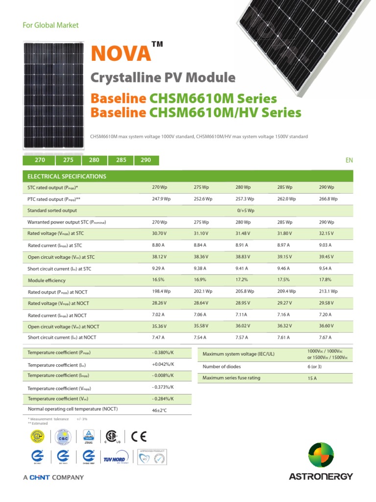 CHINT - PV Module - NOVA - CHSM6610M+HV - Frame | PDF | Solar Panel ...