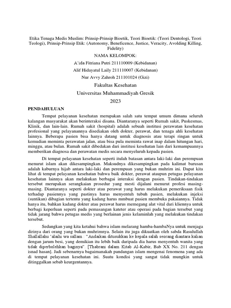 Tugas Aik Kelompok 13 (ETIK TENAGA MEDIS MUSLIM) | PDF | Karier & Perkembangan | Kesehatan Holistik