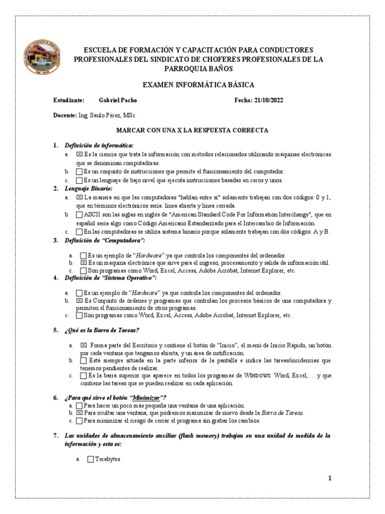 Examen de Informática Básica | PDF | Ventana (informática) | Software