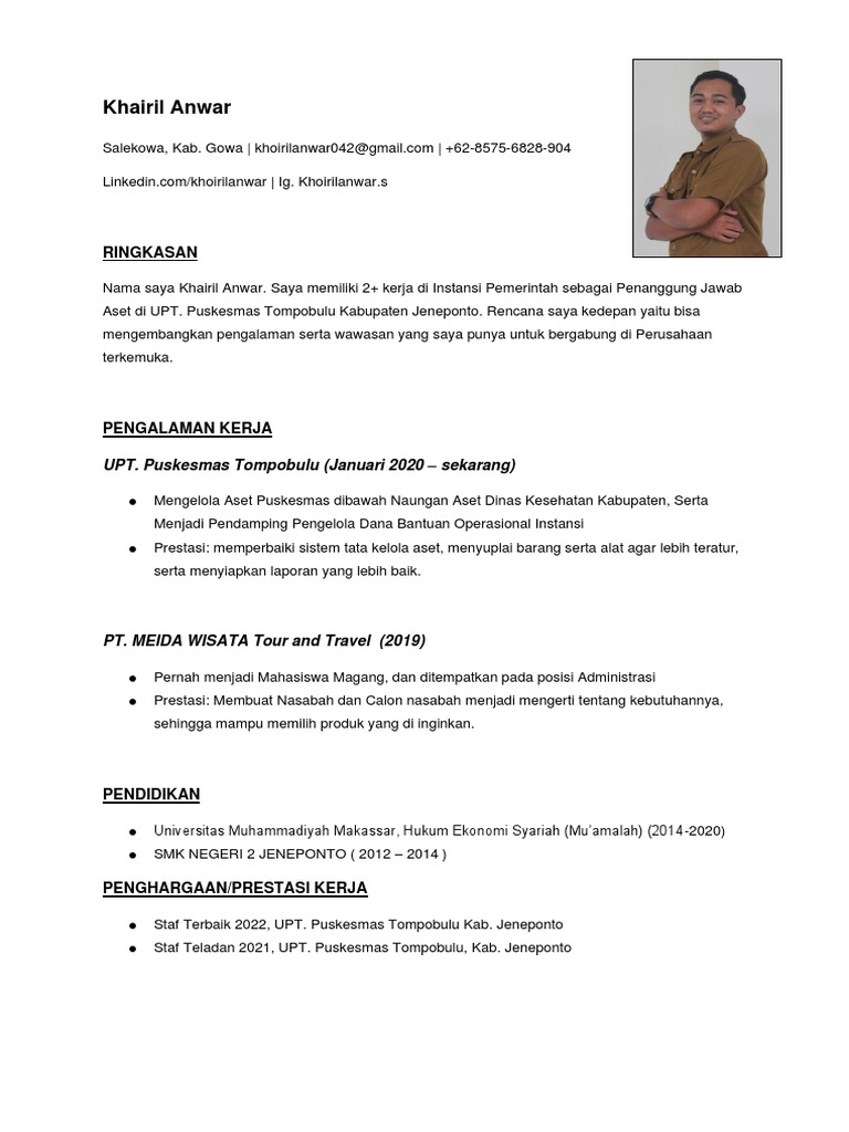 CV Khairil Anwar | PDF