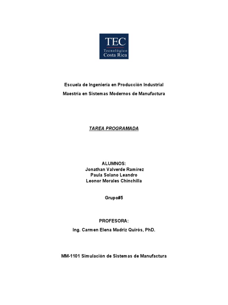 Tarea Programada 1 - Grupo 5 | PDF | Simulación | Cuidado de la salud