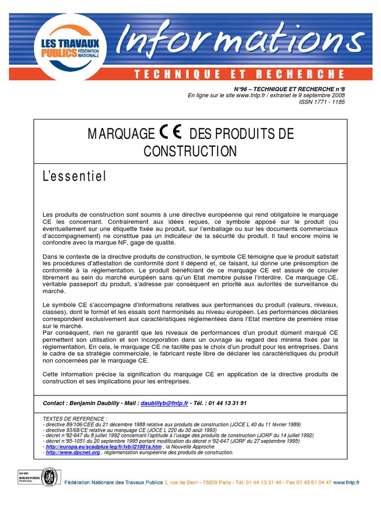 Marquage CE des Produits de Construction | PDF | Directive (Union ...