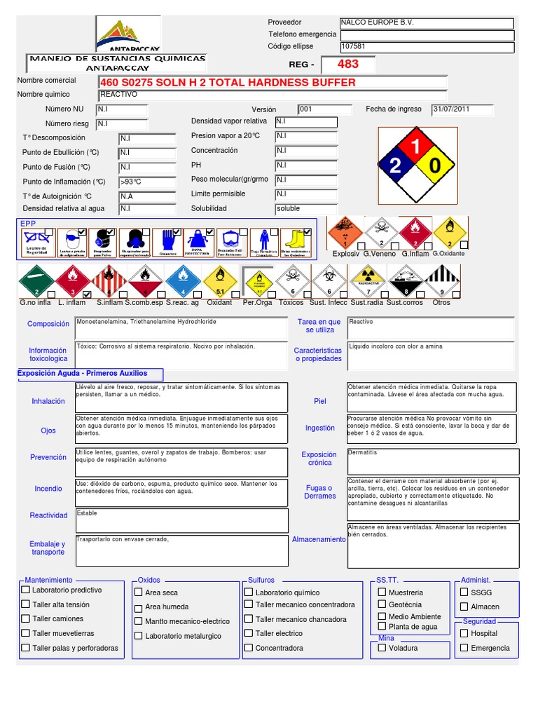 460 So275 Soln H 2 Total Hardness Buffer | PDF | Agua | Materiales