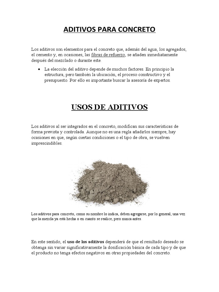 Aditivos para Concreto | PDF | Hormigón | Cemento