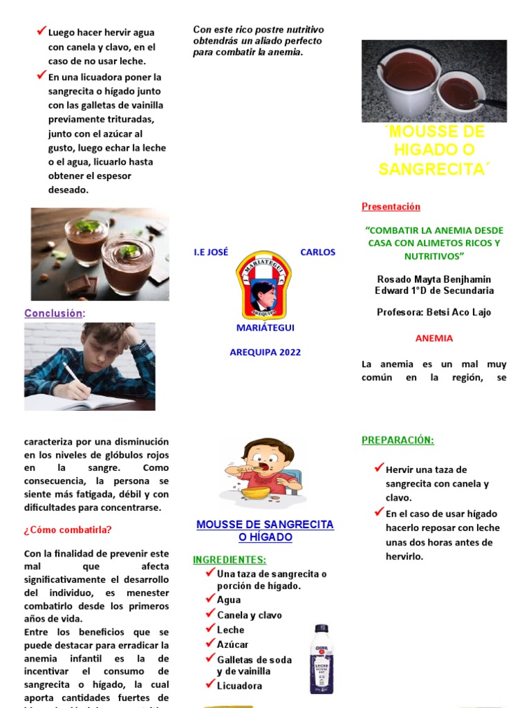 Mousse de Sangrecita: Combate la Anemia | PDF | Anemia | Postres