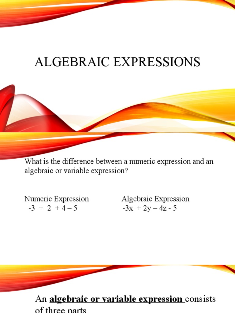 Algebraic Expressions | Download Free PDF | Variable (Mathematics) | Polynomial