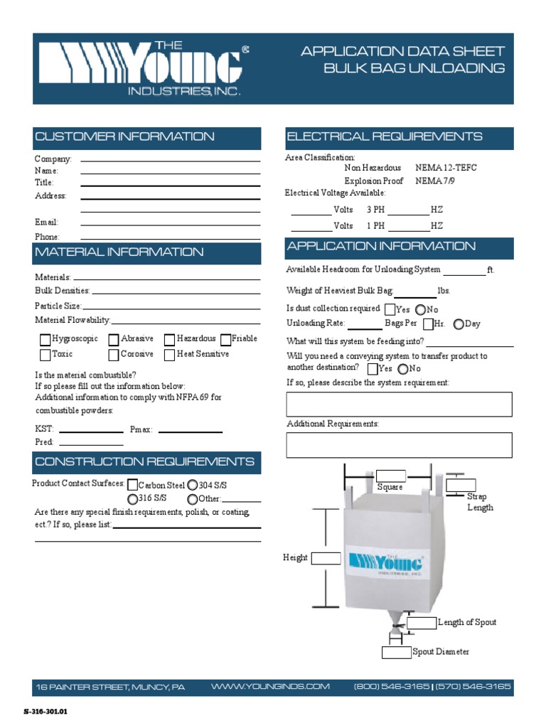 S 308 301.01 Bulk Bag Unloading System Data Sheet | PDF | Industrial ...