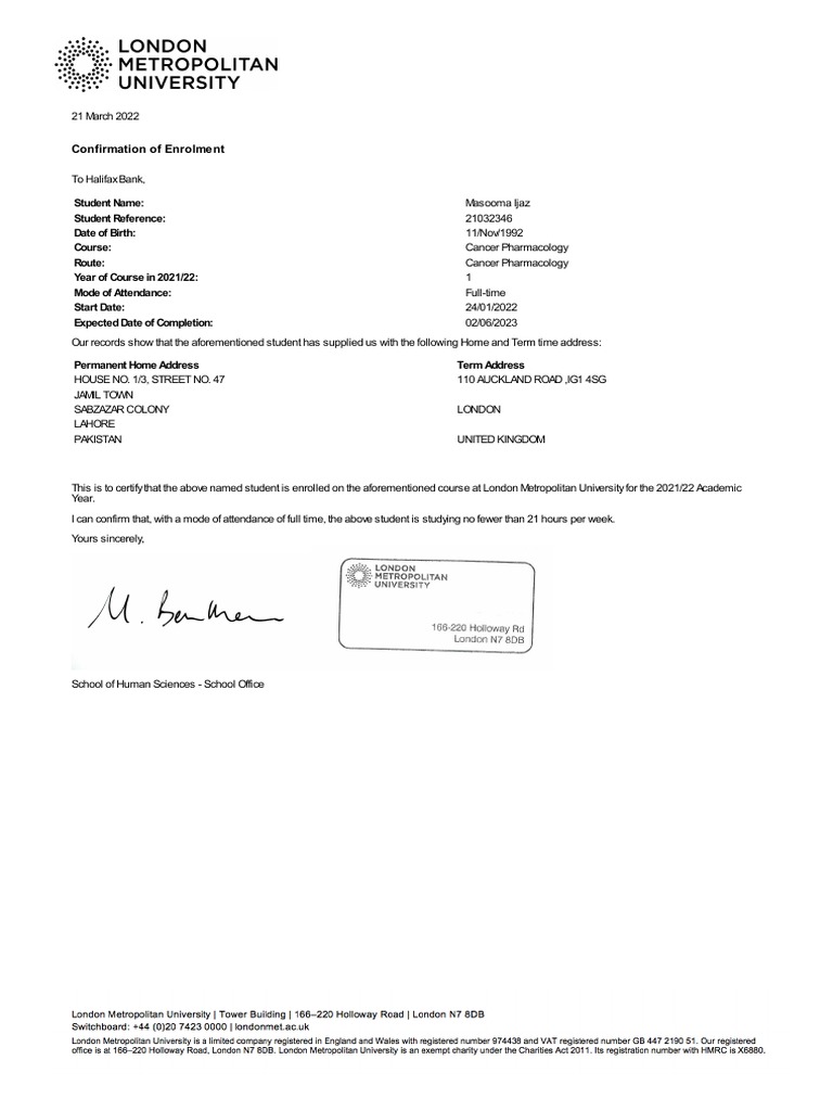 Confirmation of Enrolment | PDF