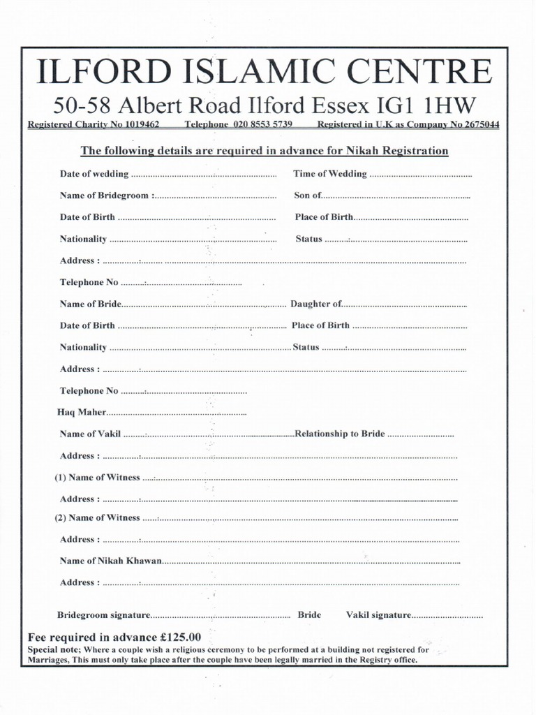Nikah Form | PDF