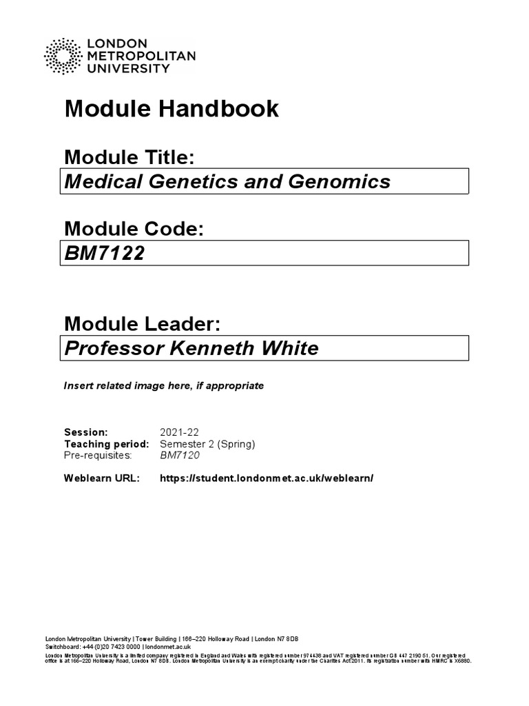 BM7122 Module Handbook 2021-22 v1 | PDF | Genetic Disorder | Heredity