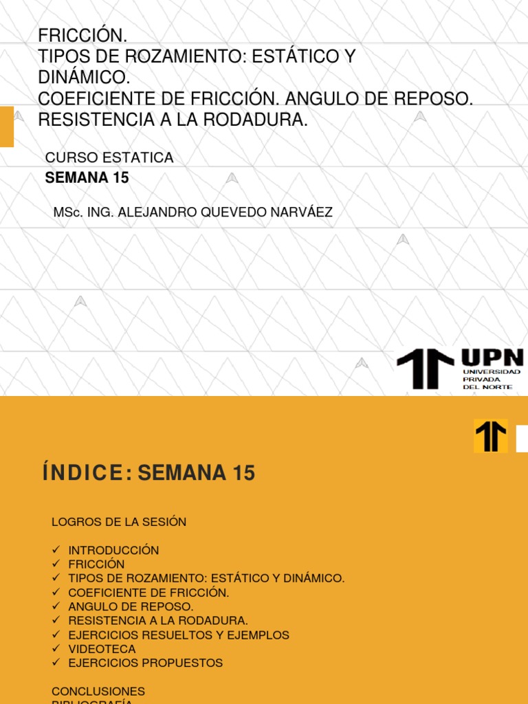 Semana 15 - Fricción. Tipos de Rozamiento Estático y Dinámico ...
