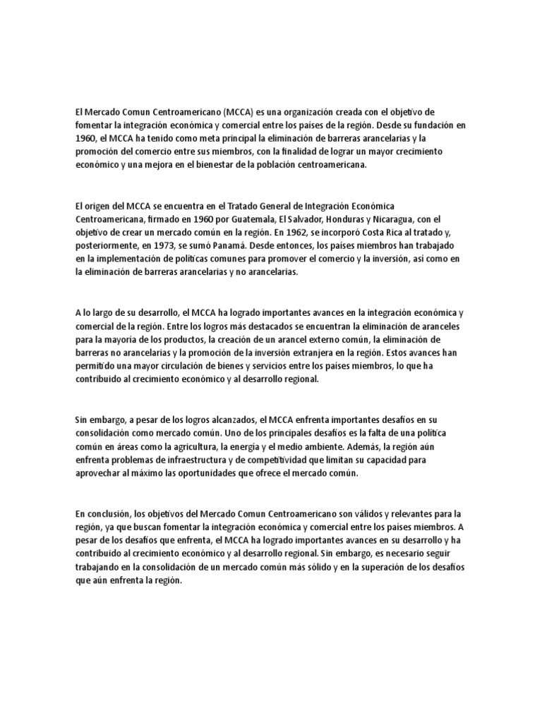 El Mercado Comun Centroamericano | PDF | Arancel | Centroamérica