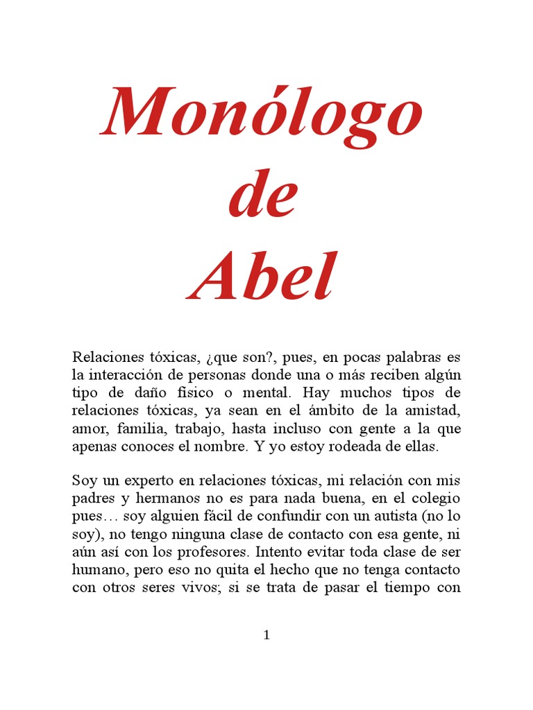 Capitulo 1.1 Monologo de Abel | PDF