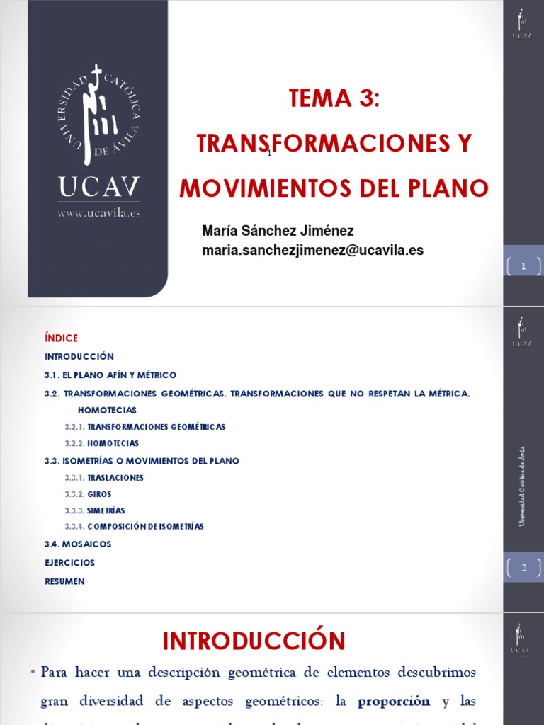 Tema 3 TRANSFORMACIONES Y MOVIMIENTOS DEL PLANO imprimir[1] | PDF | Sistema de coordenadas ...