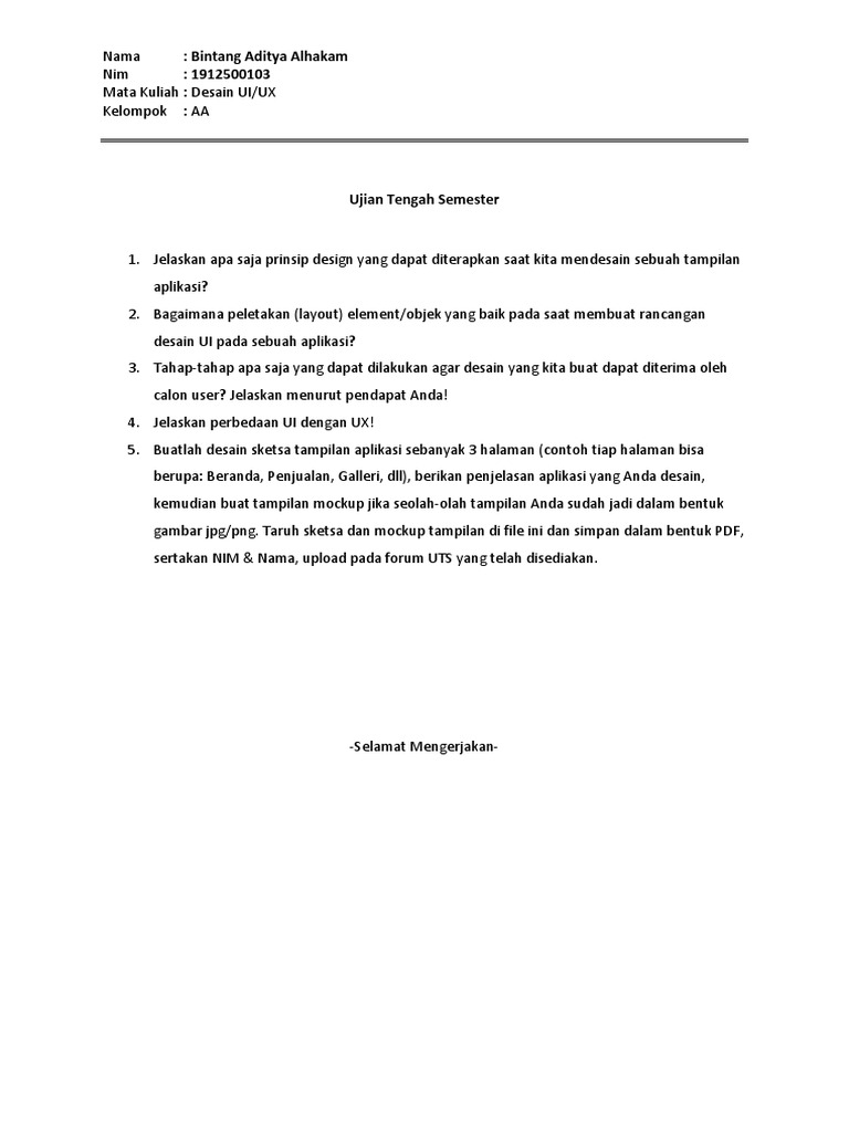 Tugas UTS Desain UI/UX | PDF | Seni