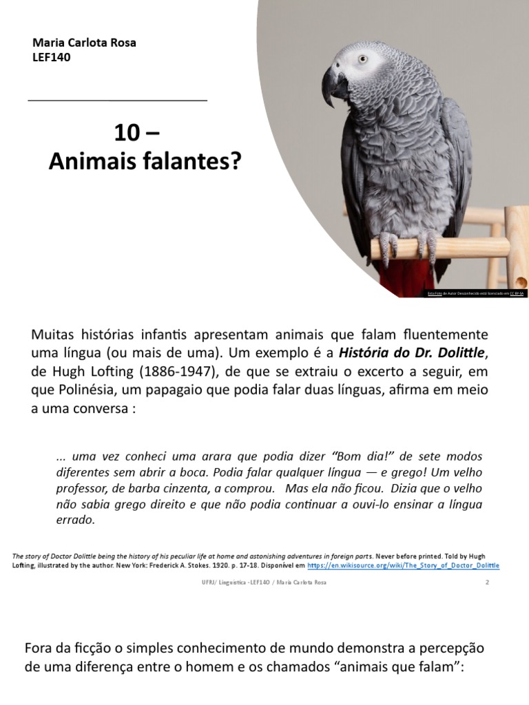 Animais que Falam: Estudos e Curiosidades | PDF | Linguística | Humano