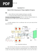 Experiment 1 Familiarization With Laboratory Instruments: Oscilloscope, Function Generator ...