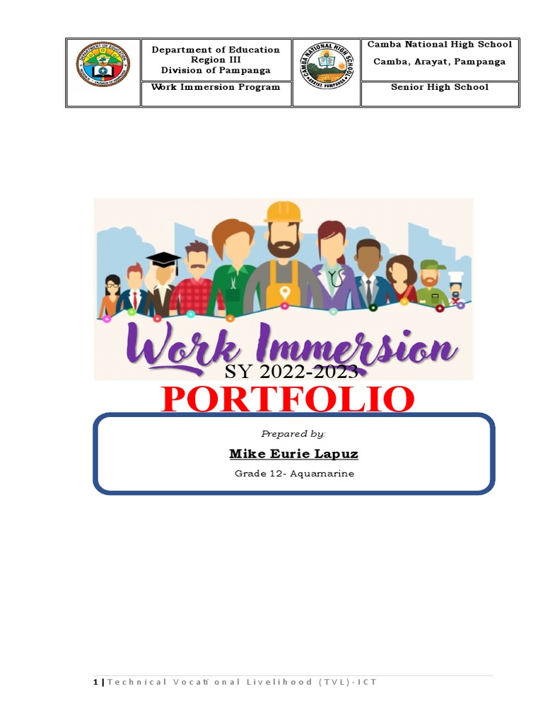 TVL-ICT Work Immersion Portfolio | PDF