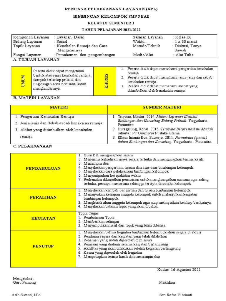 RPL BKP Kenakalan Remaja | PDF