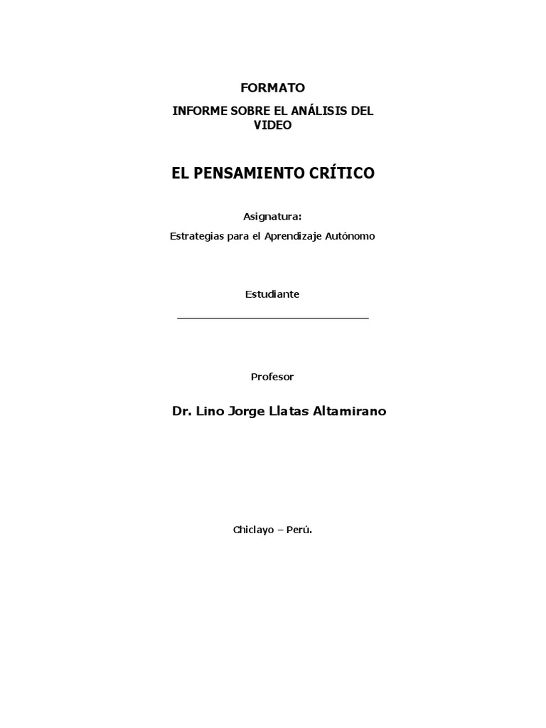 Formato de Informe | PDF | Maestros | Pensamiento