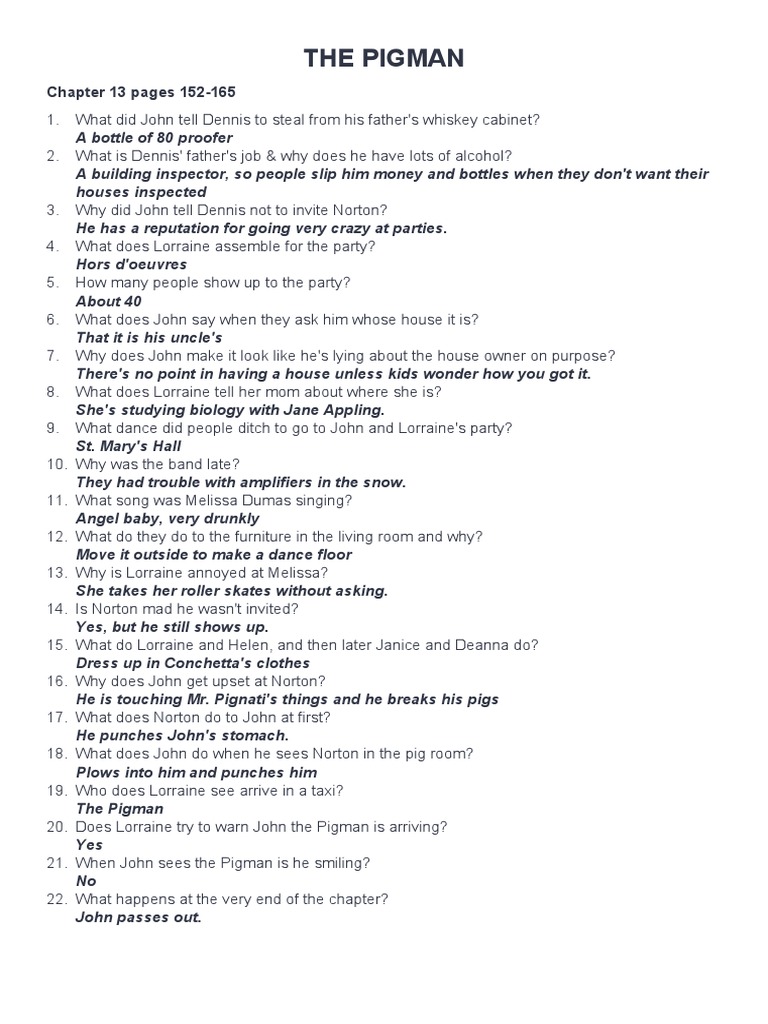 The Pigman - Chapter 13 - pp.152-165 | PDF