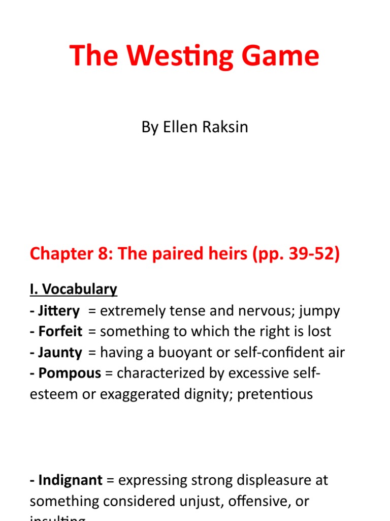 The Westing Game - Chapter 8 - The Paired Heirs | PDF | Games & Activities