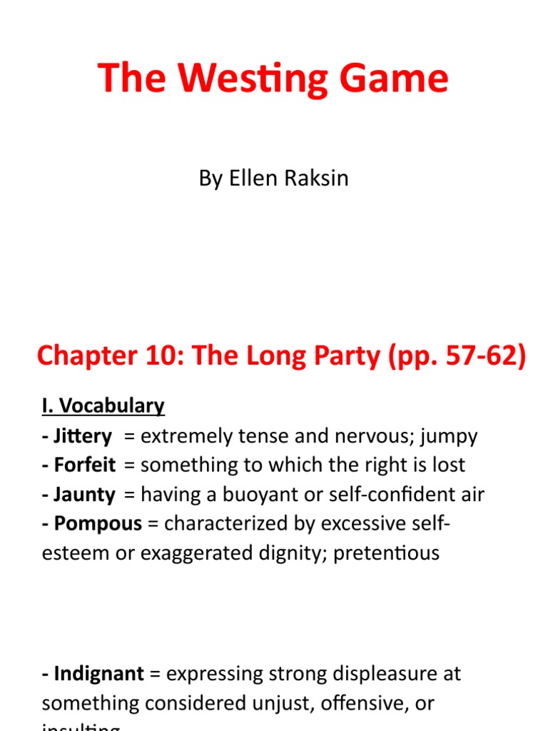 The Westing Game - Chapter 10 - The Long Party | PDF