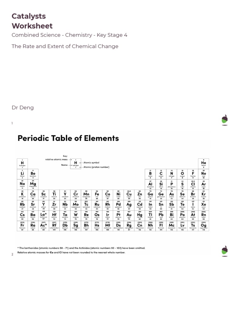 Chemistry Ks4 Lesson Chm Y11 U1 L10 Pdf Catalysis Chemical Reactions
