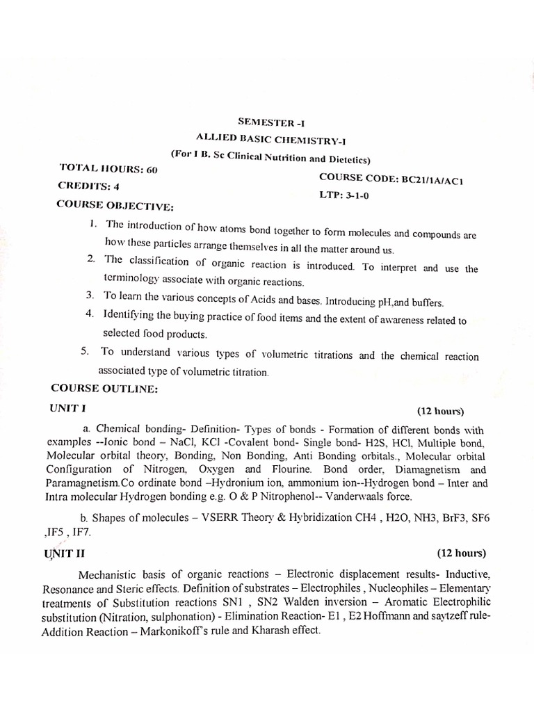 Allied Chem Syllabus | PDF
