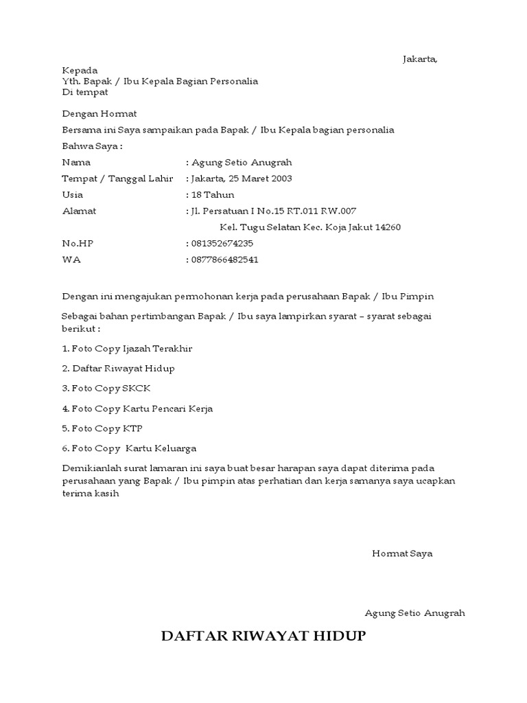 CV Agung Setio | PDF