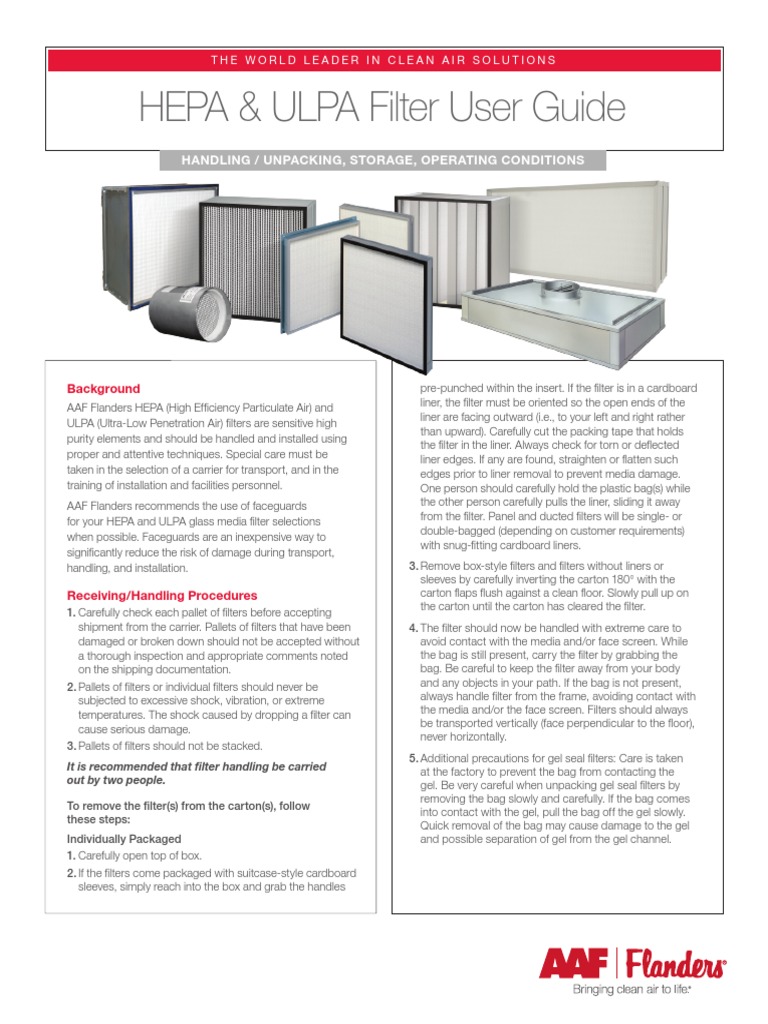 AAF Flanders HEPA Filter Handling Guide | PDF | Manufactured Goods