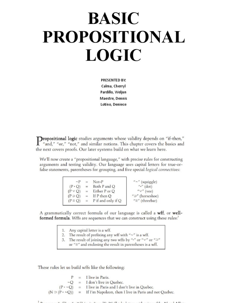 Basic Propositional Logic | PDF