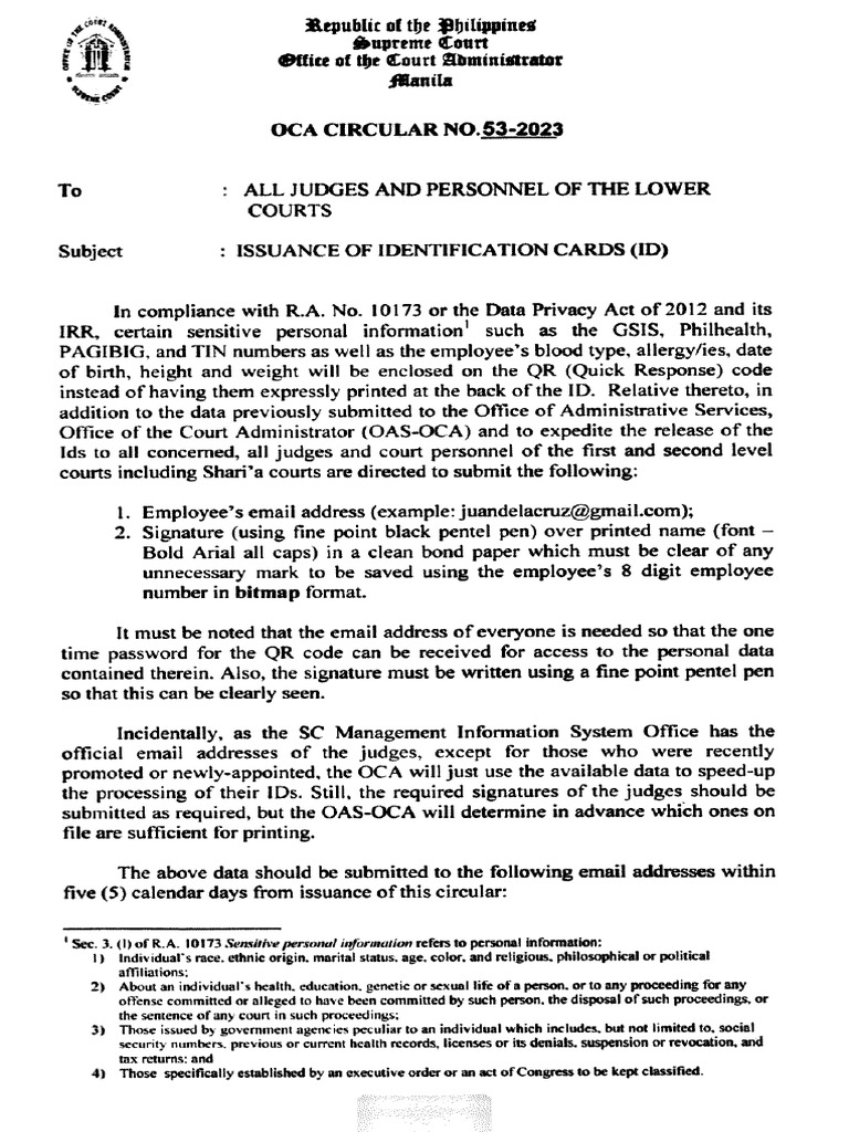 OCA Circular No. 53-2023 | PDF