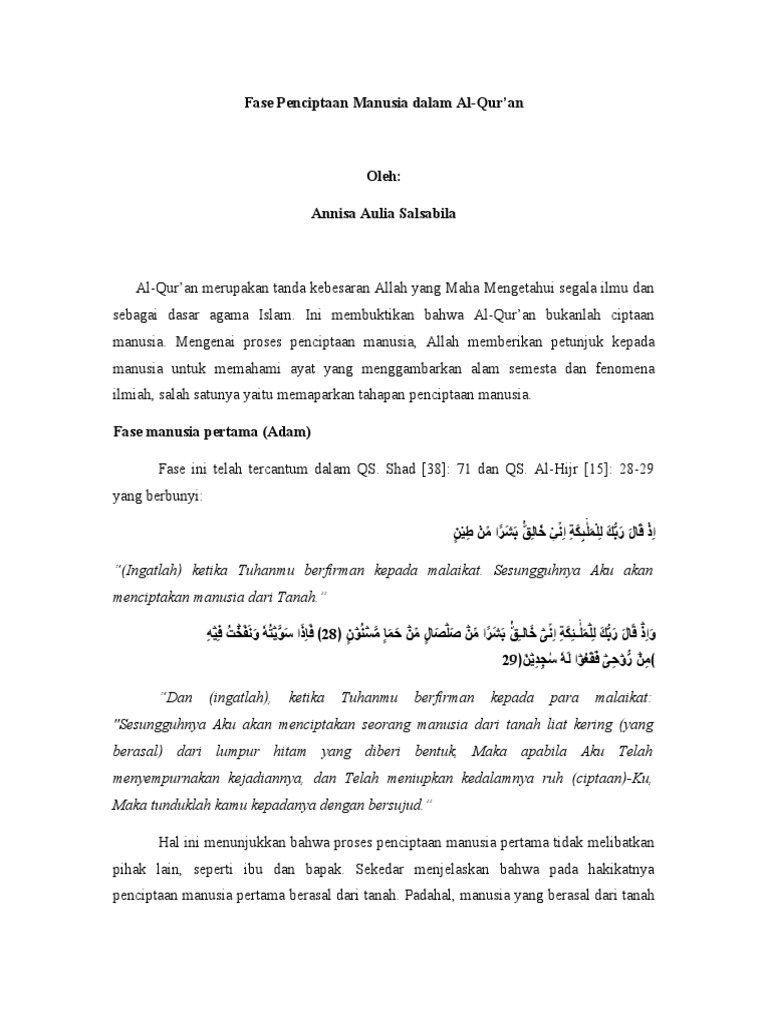 Fase Penciptaan Manusia Dalam Al-Qur'an | PDF