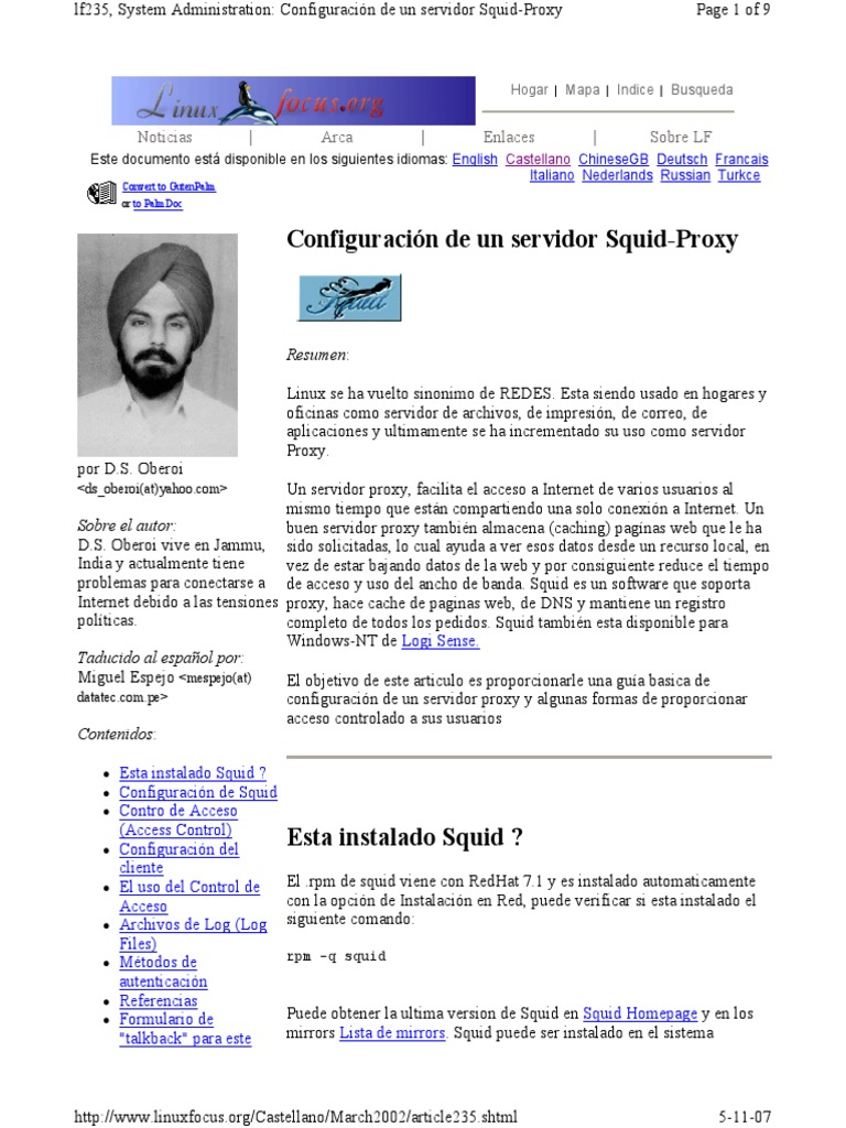 Configuración de Un Servidor Squid-Proxy | Descargar gratis PDF | Servidor proxy | Autenticación