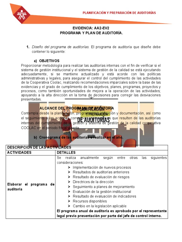 Formato Evidencia AA2 Ev2 Taller Programa y Plan de Auditoria | PDF | Auditoría | Planificación