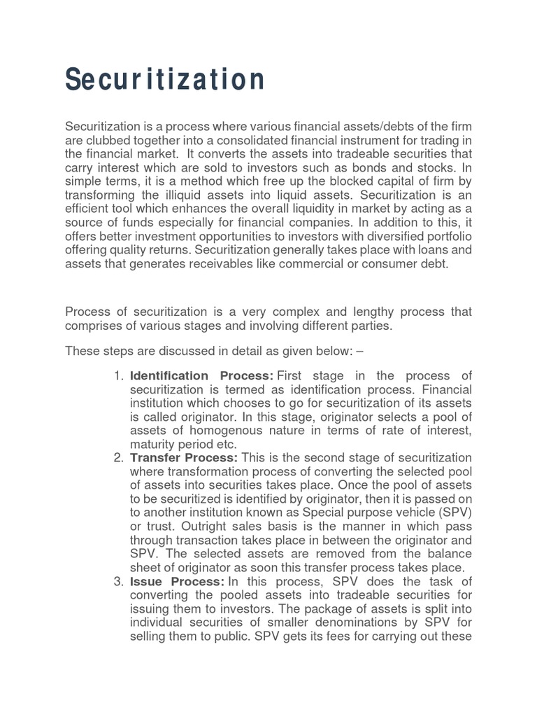 Securitization | PDF | Securitization | Asset Backed Security