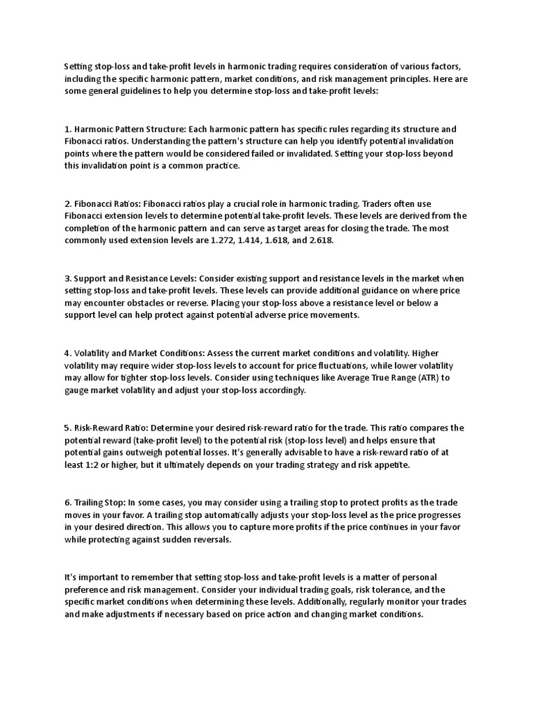 Setting SL & TP in Harmonic Trading | PDF | Order (Exchange) | Risk