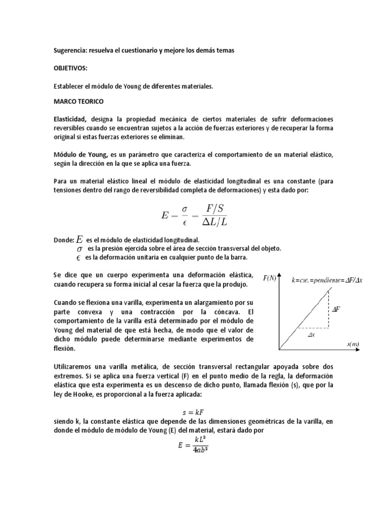 Modulo de Young | PDF | El módulo de Young | Elasticidad (Física) Modulo de Young | PDF | El módulo de Young | Elasticidad (Física)