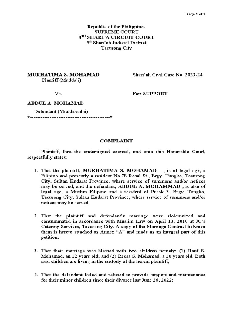 Sample Pleading 3 | PDF | Lawsuit | Justice