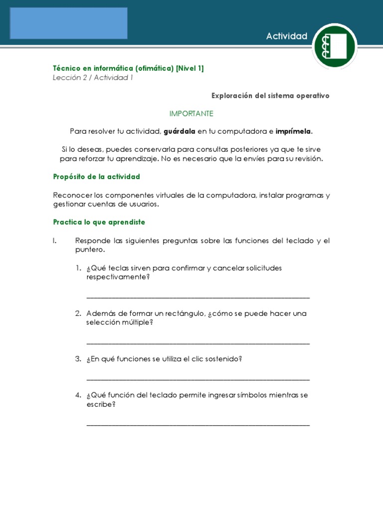 Examen Exploración Del Sistema Operativo | PDF | Sistema operativo | Archivo de computadora