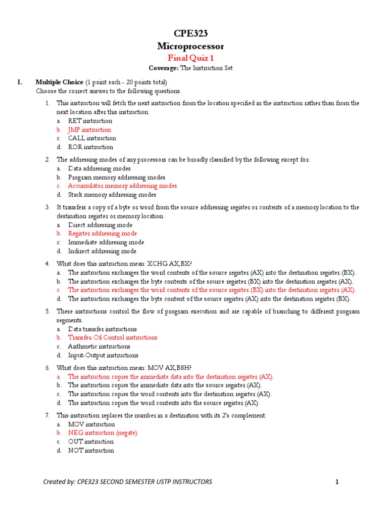 CPE323-Micro-Final Quiz 1 | PDF | Pointer (Computer Programming) | Manufactured Goods